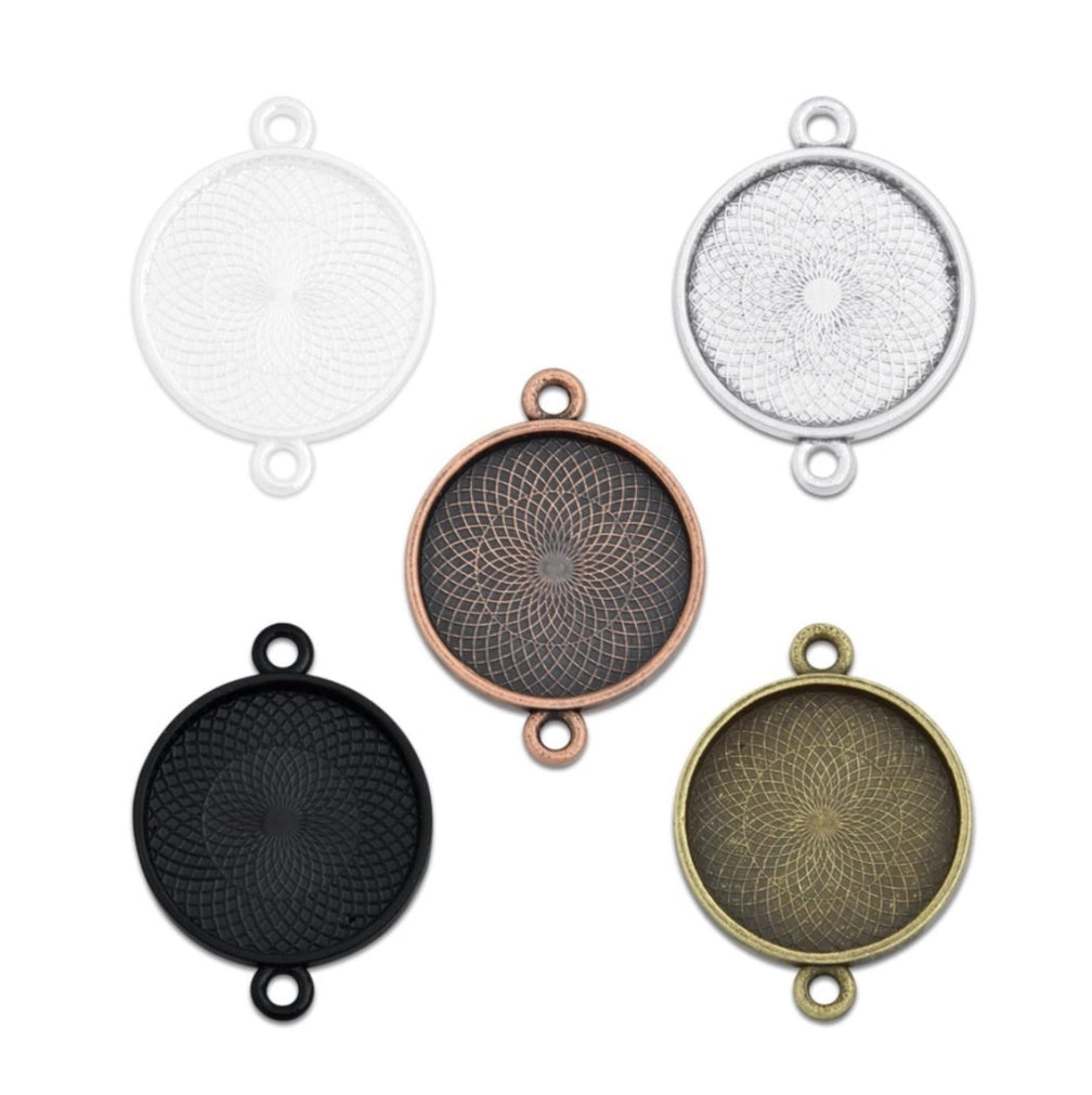 25mm Round Connector Blank Pendant Setting 1 inch – Perfect Pendants Plus