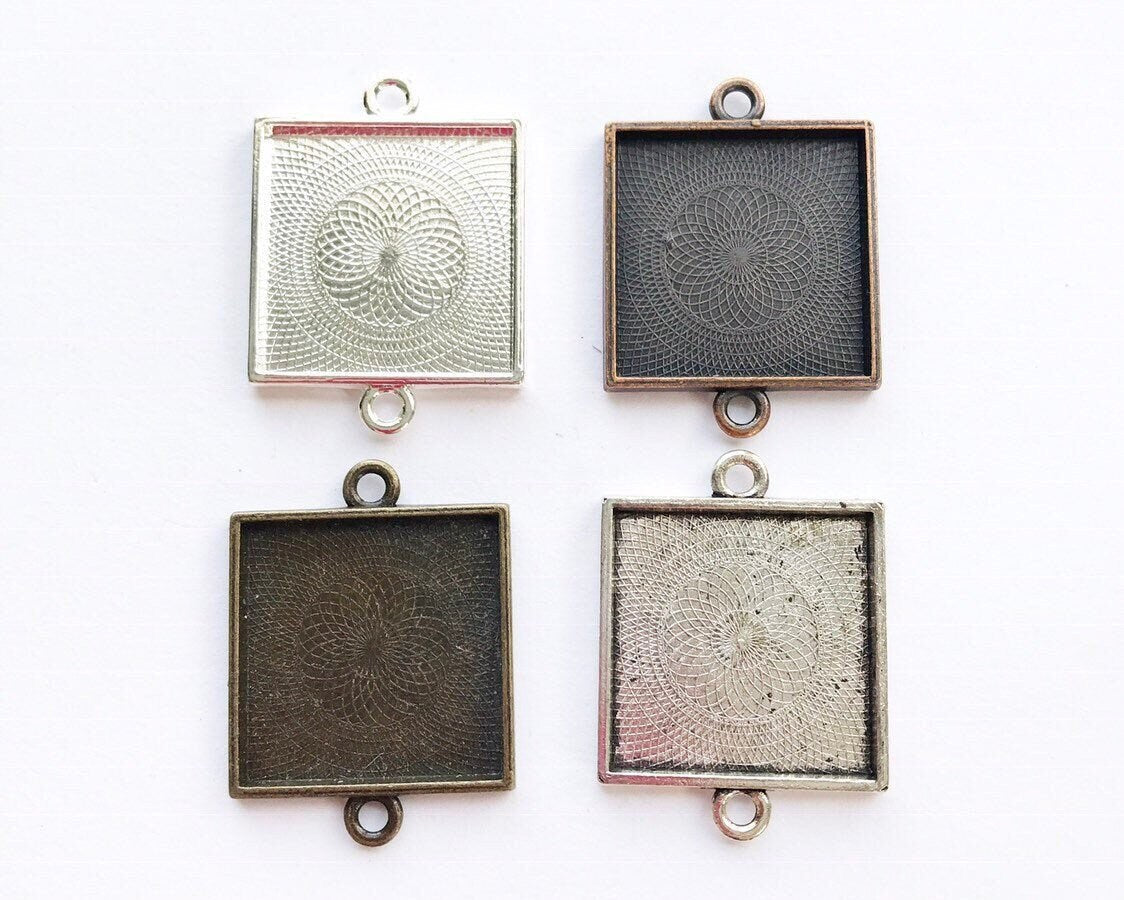 25mm Square Connector Blank Pendant 1 inch – Perfect Pendants Plus